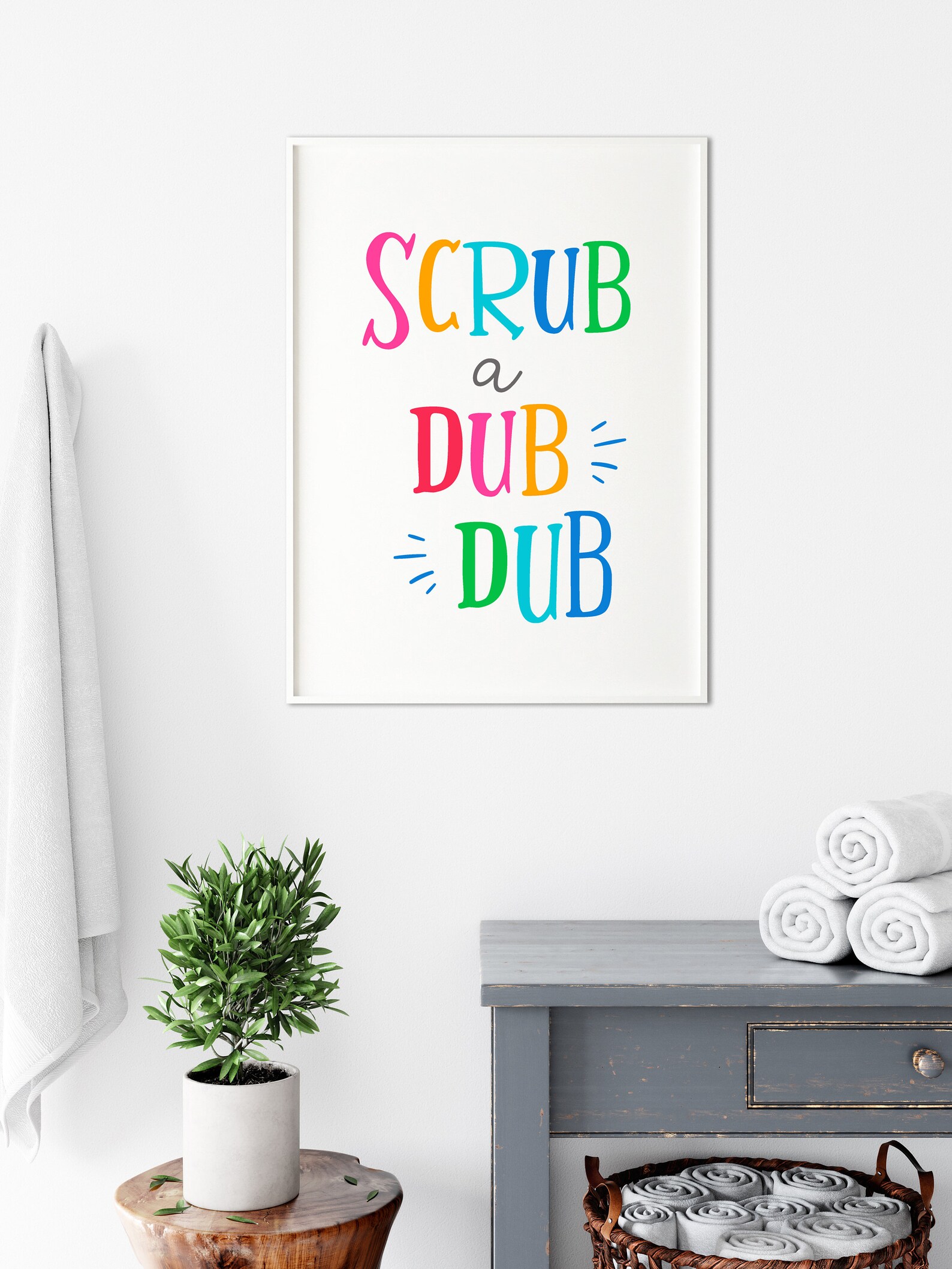 Scrub a Dub Dub Print, Kids Bathroom Wall Art Printable, Toddler ...