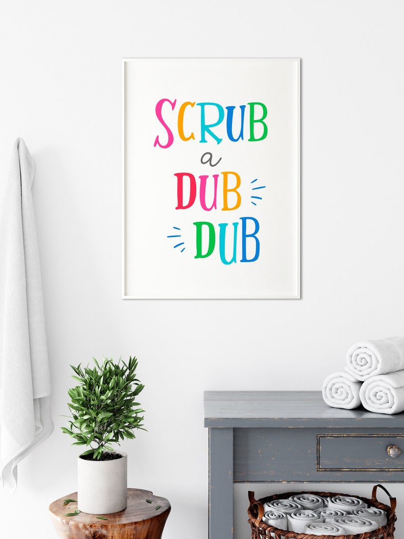 Scrub a Dub Dub Print Kids Bathroom Wall Art Printable - Etsy