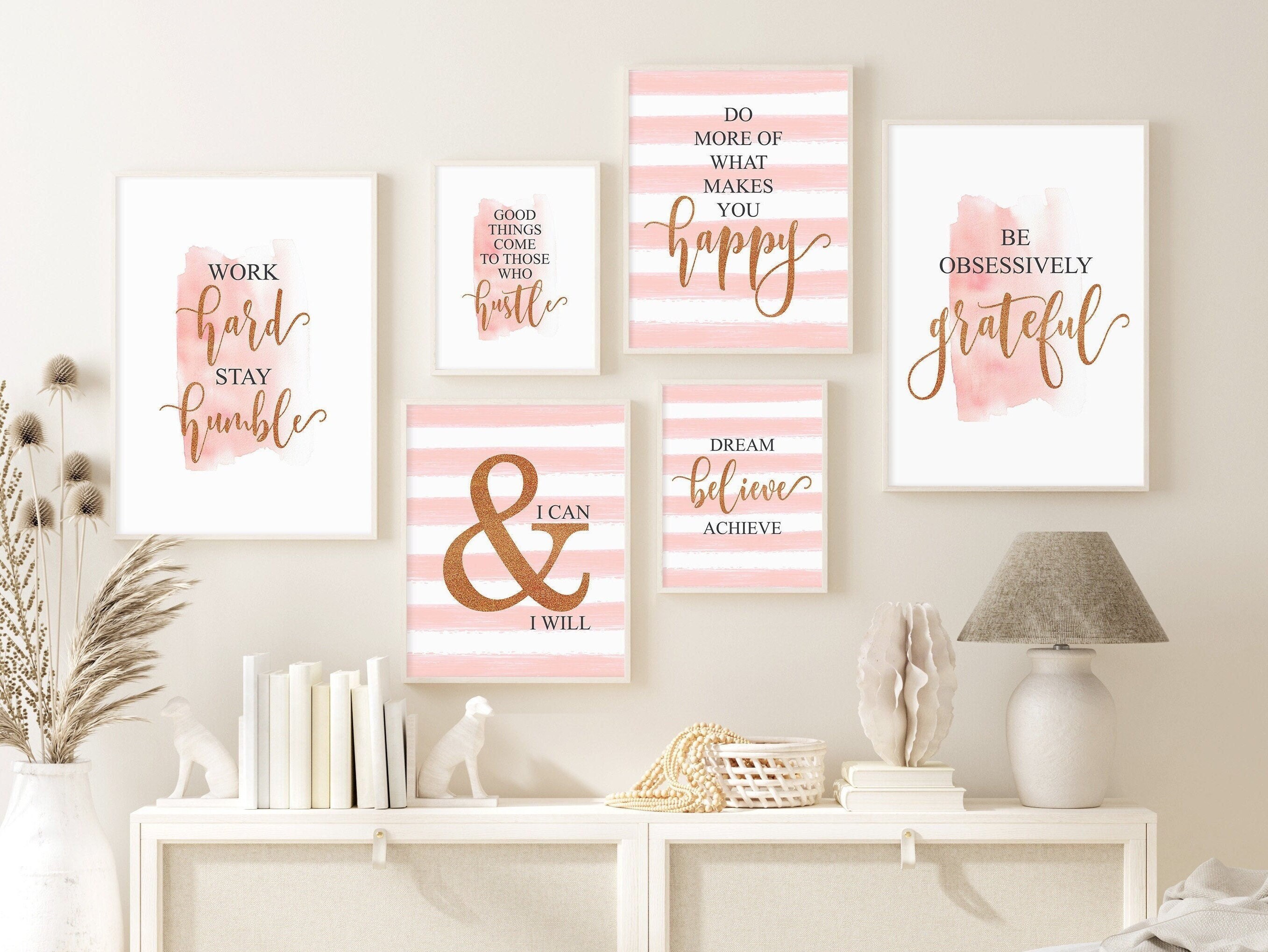Wall Hangings Daughters bedroom wall art PRINTABLE Set of 8 Light coral ...