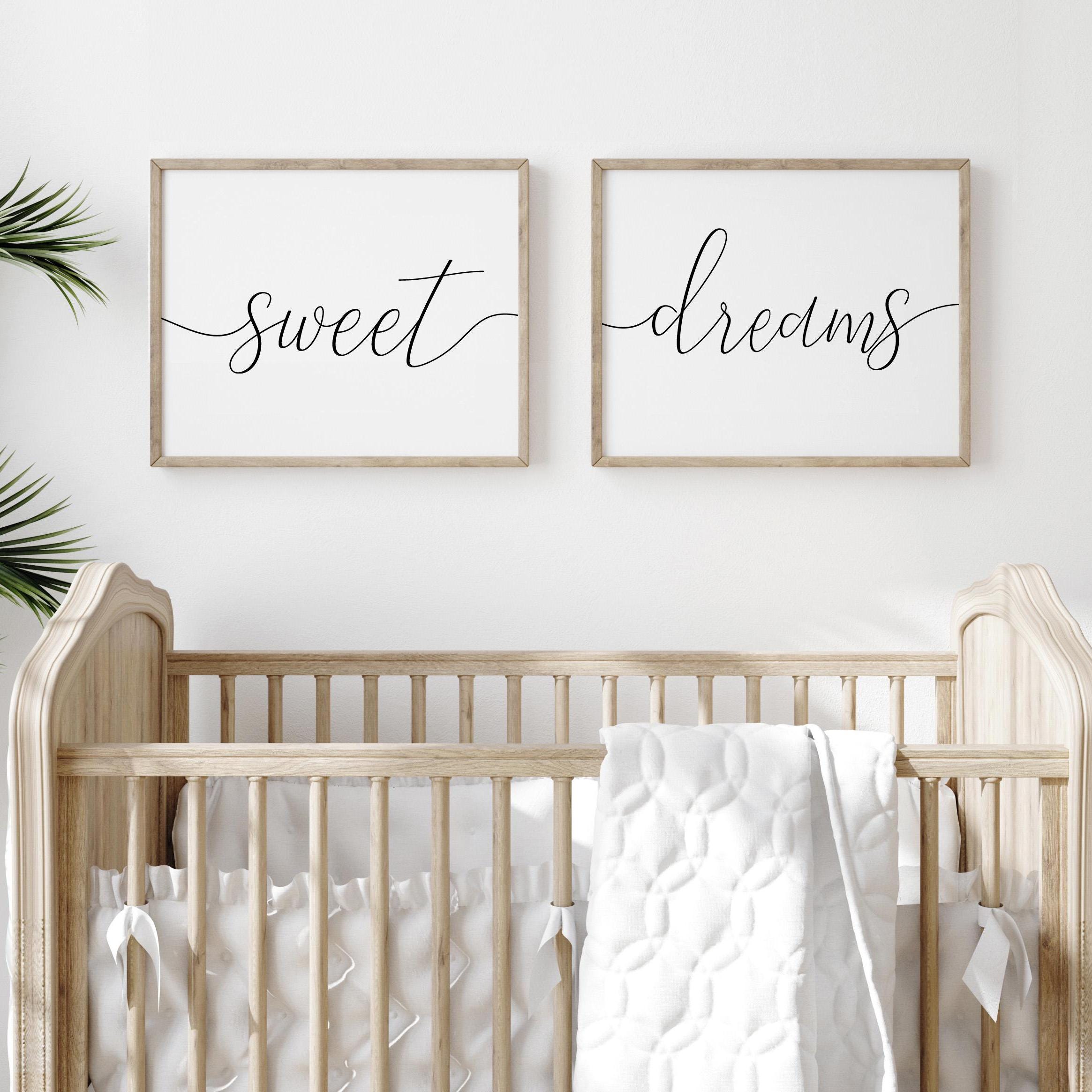 Sweet Dreams Wall Art Set of 2 Bedroom Prints Over Bed Sign, Nursery ...