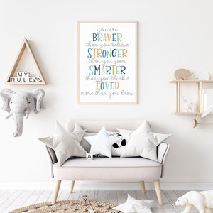 Winnie the Pooh Quote, You Are Braver Than You Believe, Nursery Print ...