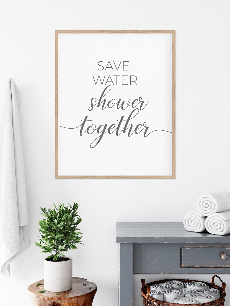 Bathroom Wall Art Printable Save Water Shower Together Funny Etsy