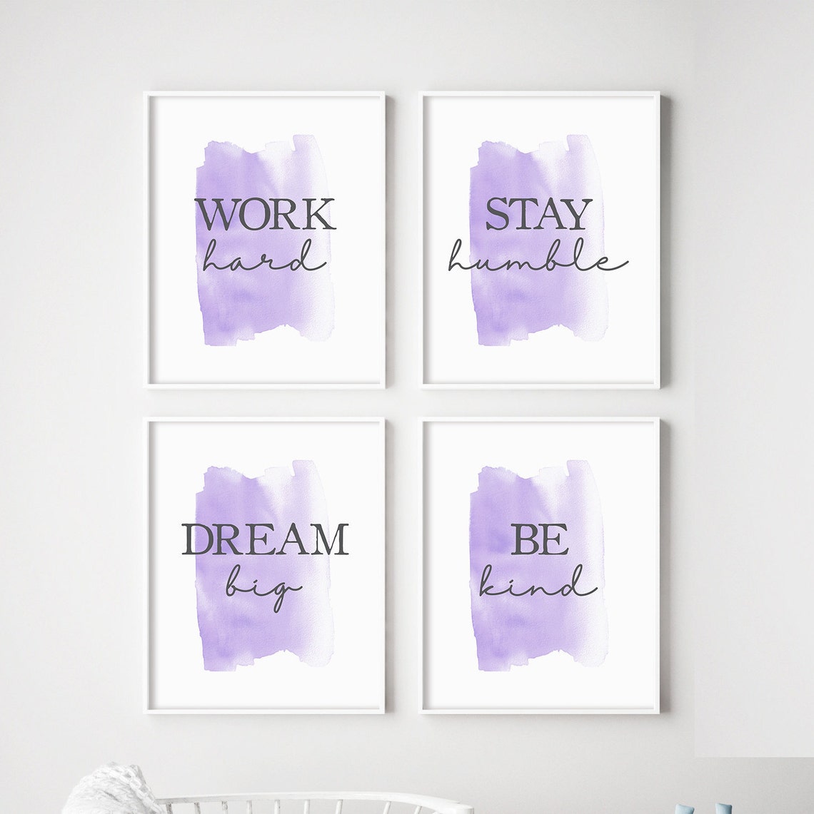 Work Hard Stay Humble Be Kind Lavender Nursery Prints Purple - Etsy