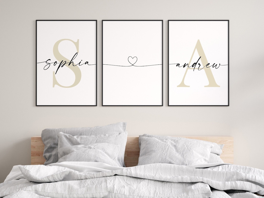 Couple Name Print, Couple Bedroom Wall Decor Above Bed Name Signs ...