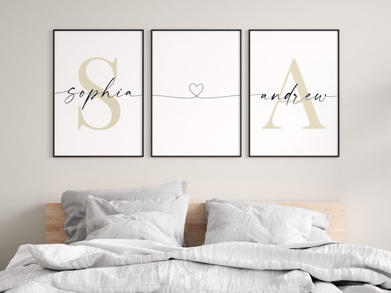 Couple Name Print Couple Bedroom Wall Decor Above Bed Name - Etsy