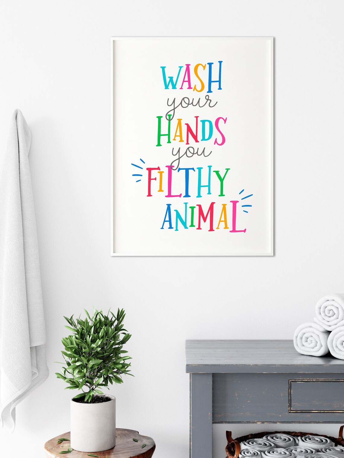 Wash Your Hands You Filthy Animal Bathroom Wall Art - Etsy