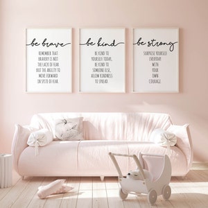 Be Brave Be Kind Be Strong Baby Nursery Prints, Boy Nursery Wall Art ...