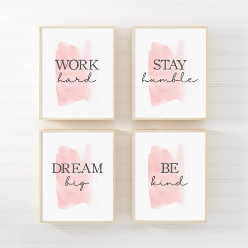 Work Hard Stay Humble Be Kind Inspirational Office Wall | Etsy