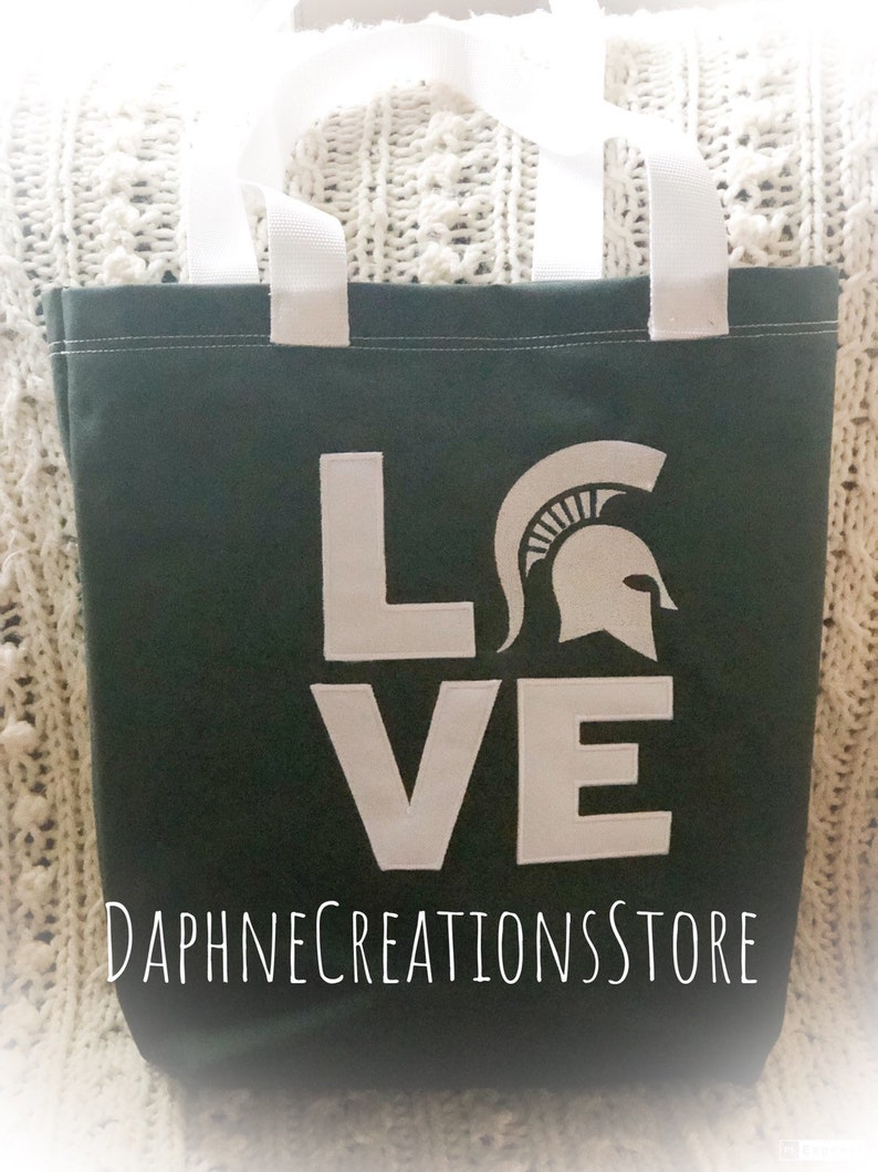 Michigan State LOVE Tote Bag Personalized Tote Handmade | Etsy
