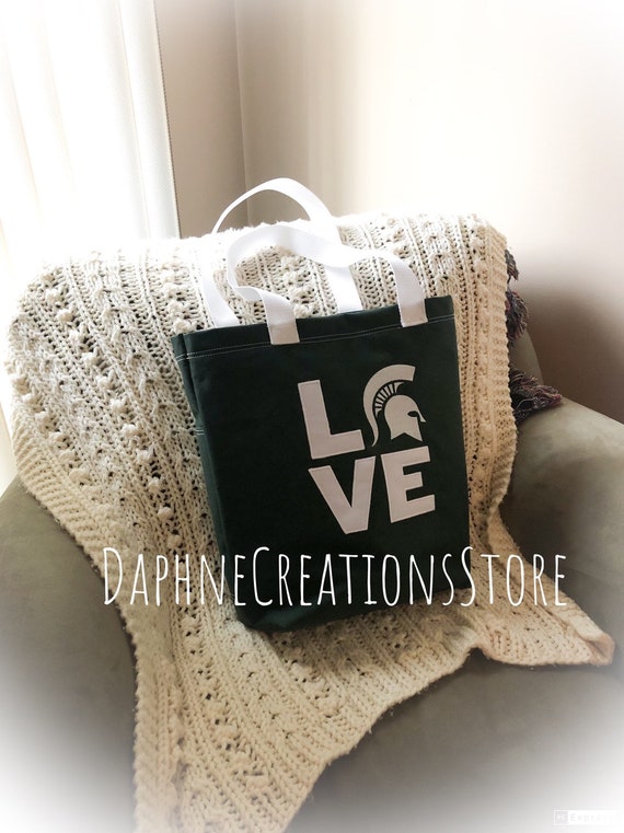 Michigan State LOVE Tote Bag Personalized Tote Handmade | Etsy