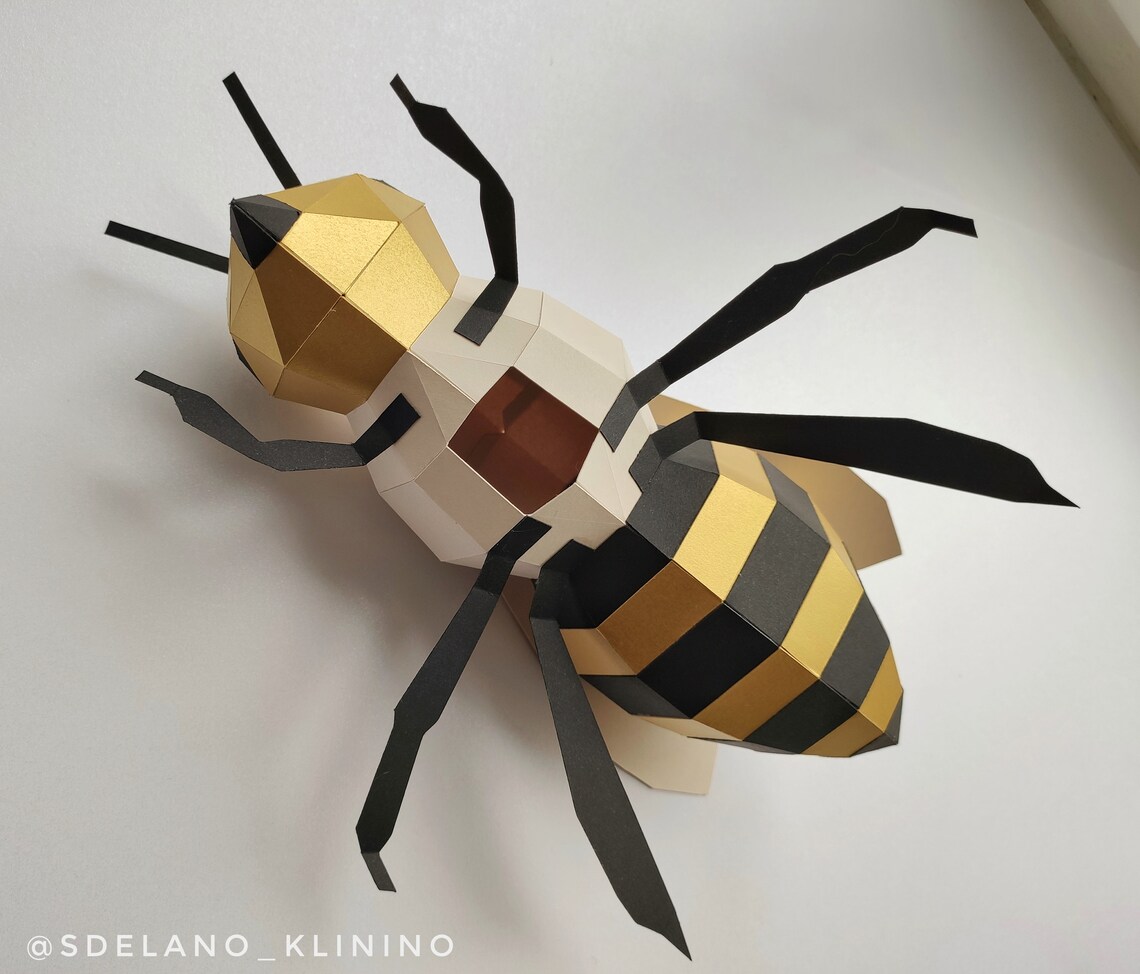 PAPERCRAFT WALL BEE / paper bumblebee diy / honey bee paper | Etsy
