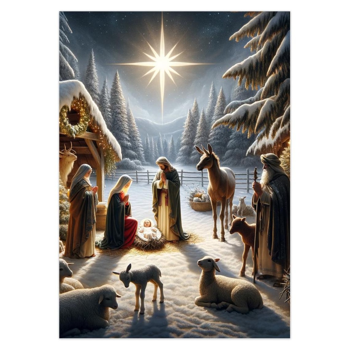 Nativity Christmas Cards: Manger Scene, Religious Greeting Card - Etsy