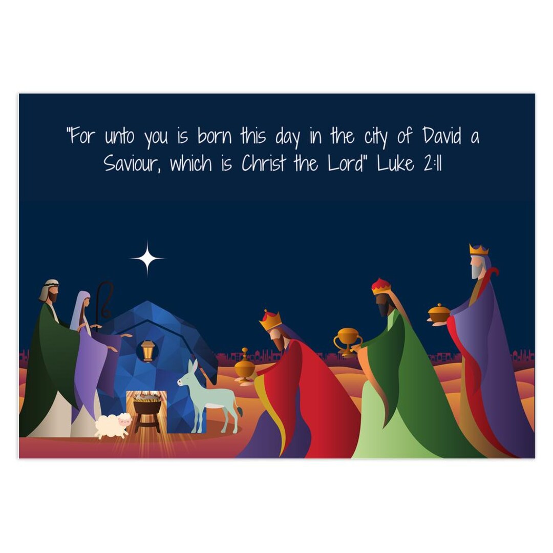 Nativity Christmas Cards, Luke 2:11, Manger Scene, Three Kings - Etsy