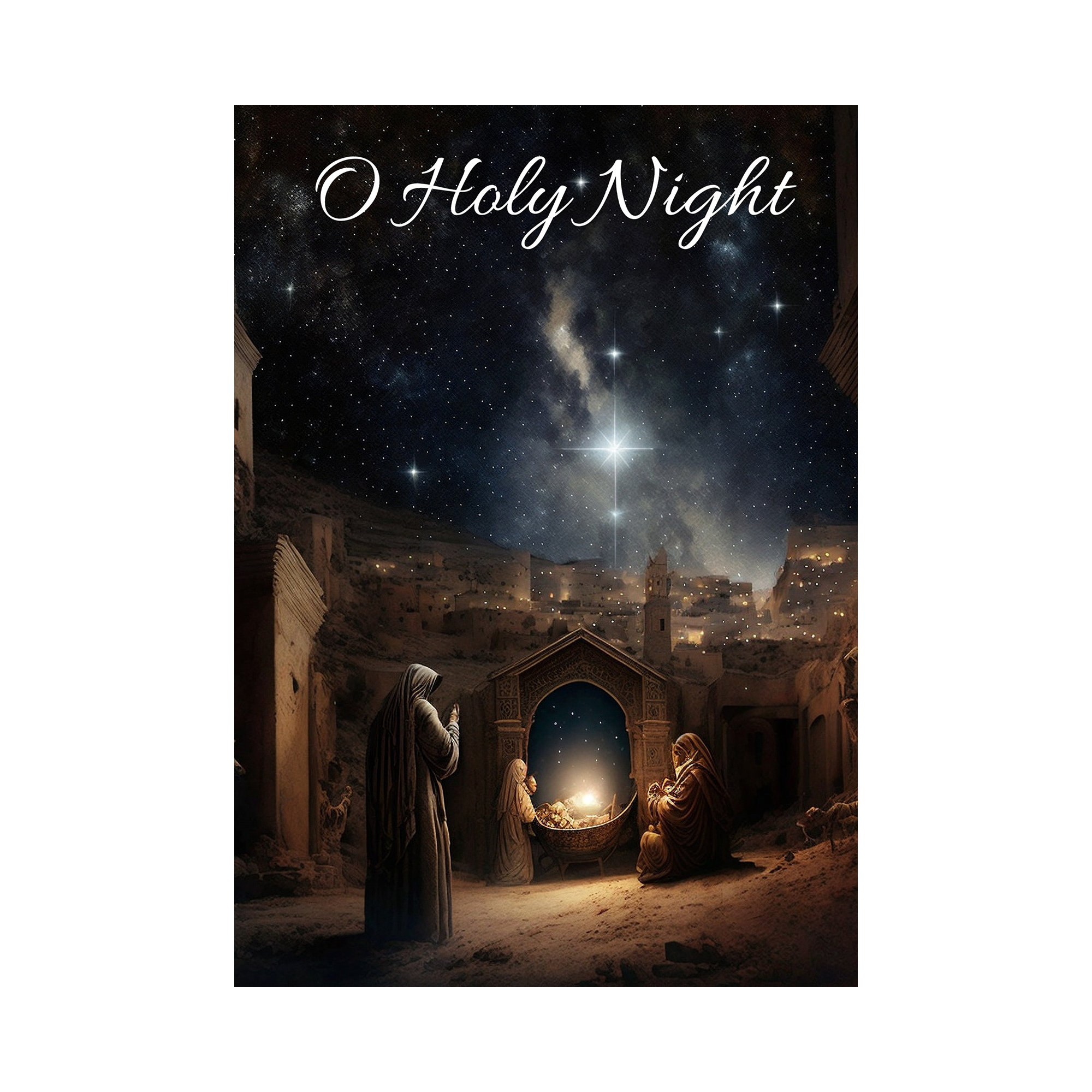 O Holy Night Christmas Cards: Nativity Scene, Christian Holiday ...