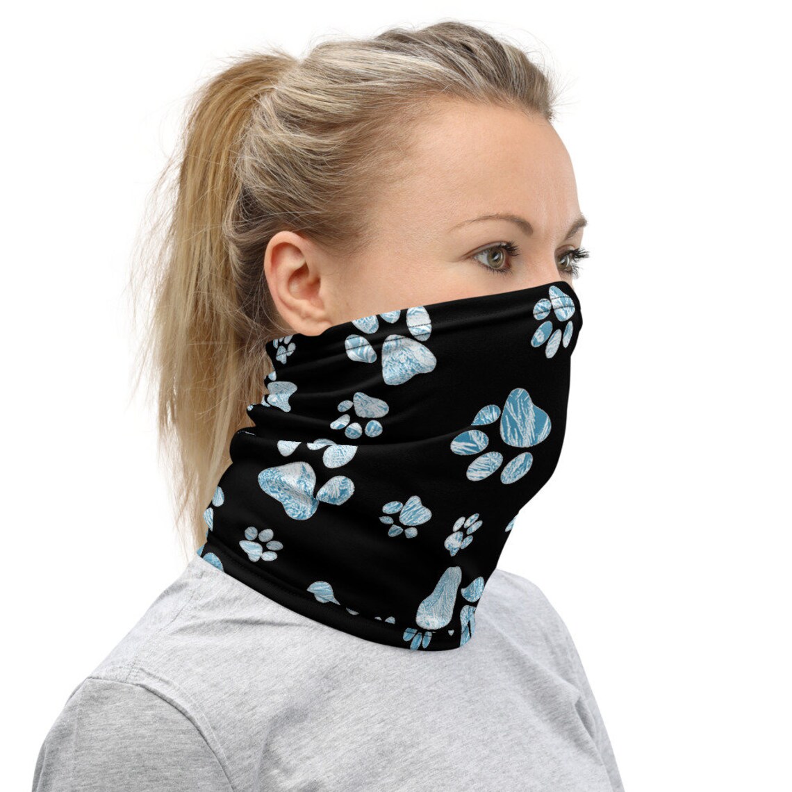Blue Black Paw Print Face Mask / Face Mask / Face Mask Cover / | Etsy