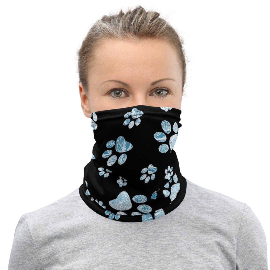 Blue Black Paw Print Face Mask / Face Mask / Face Mask Cover / Womens ...
