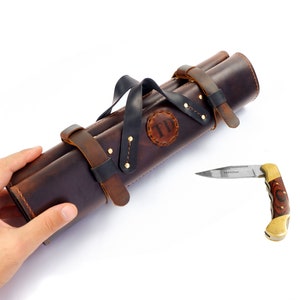 10 Slot Folding Pocket Knife Roll Bag Organizer for Knife Collectors ...