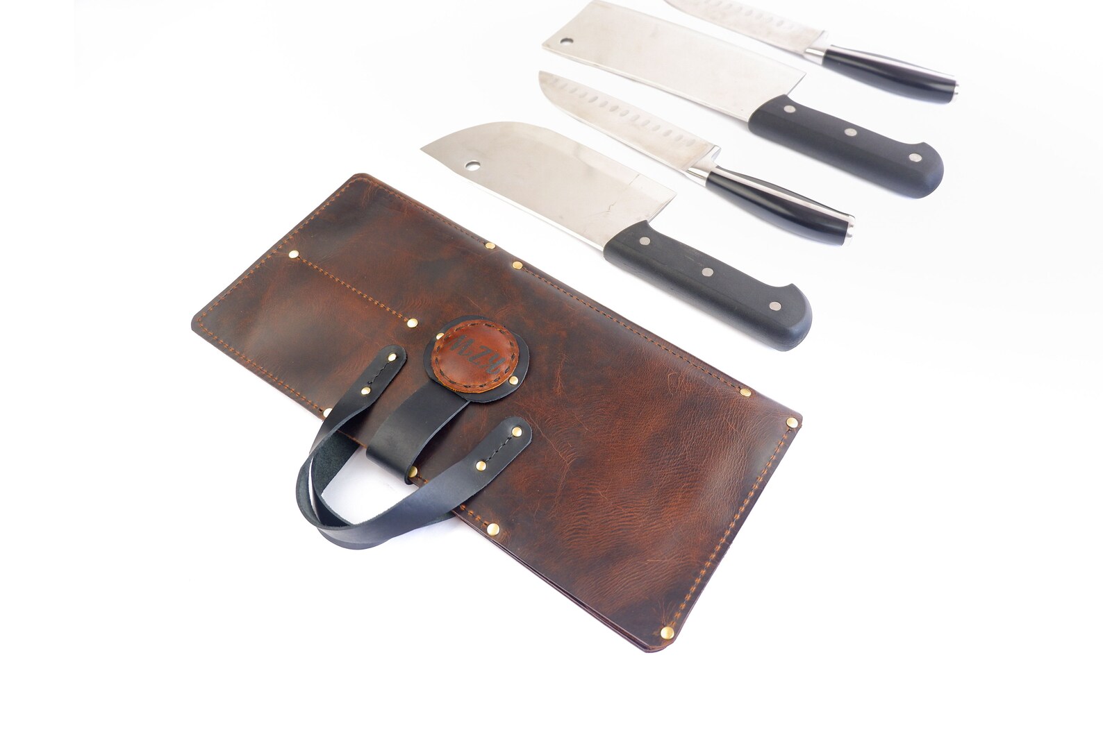 Personalized Leather Chefs Knife Roll Bags with 2 4 6 8 Slot | Etsy