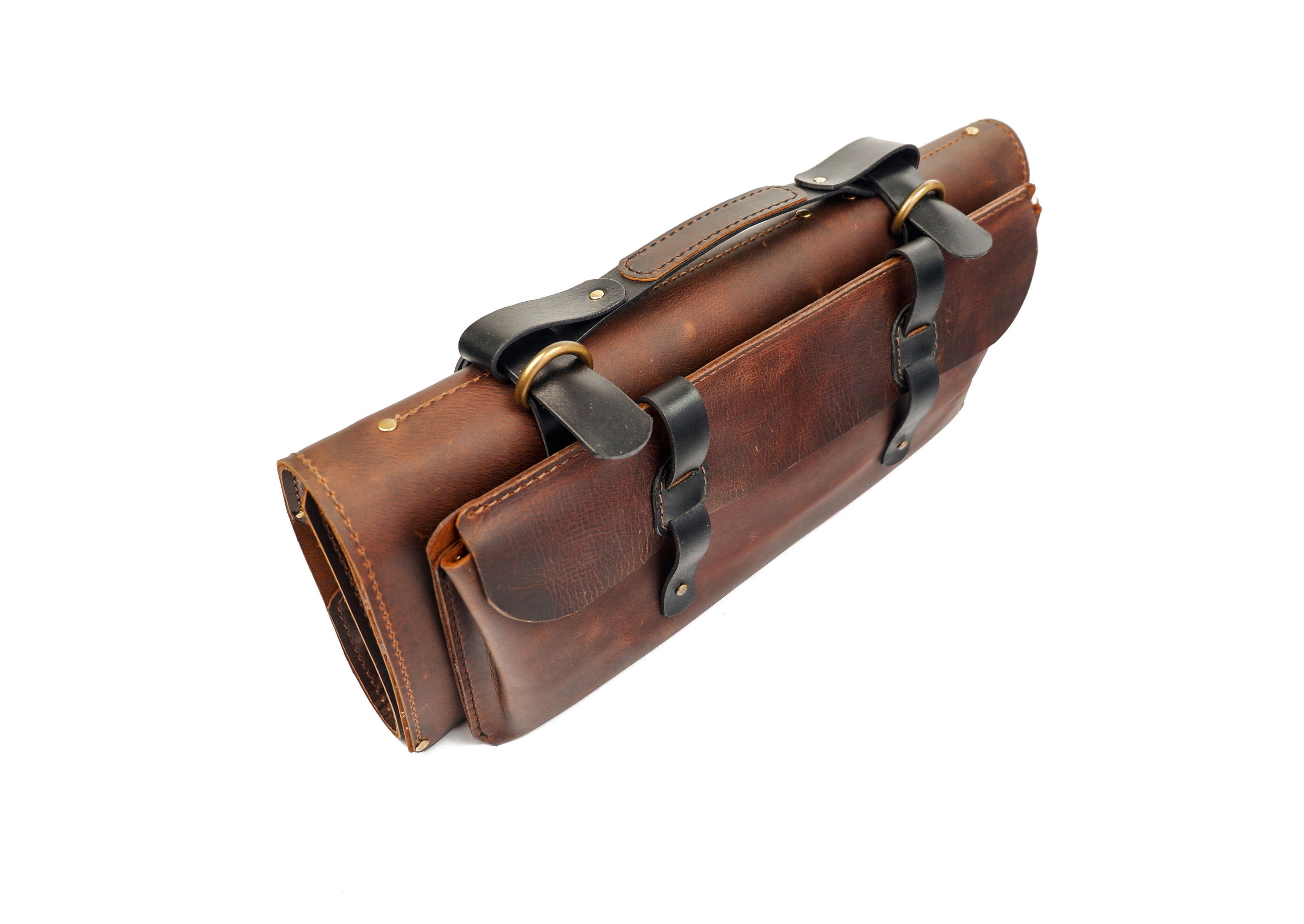 Personalized Leather Chefs Knife Roll Bags with 2 4 6 8 Slot | Etsy