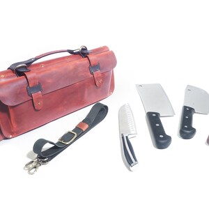 Full Grain Leather Chefs' Tailor-made Cleaver / Long Knife Friendly ...