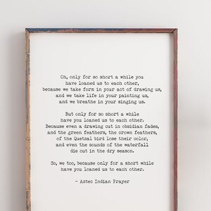 Native American Aztec Prayer Quote Print in Black & White, Oh Only for ...