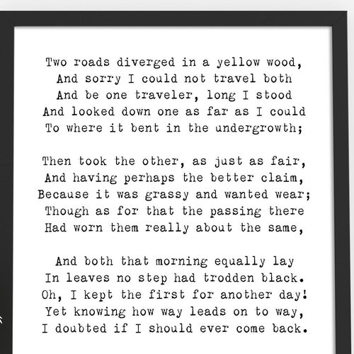 Robert Frost Floating Quote the Road Not Taken Two Roads - Etsy