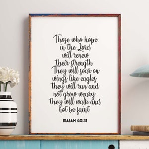 Hope in the LORD Isaiah 40:31 Bible Verse Print, Inspirational Gift ...