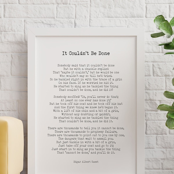 It Couldn’t Be Done by Edgar Albert Guest - Etsy