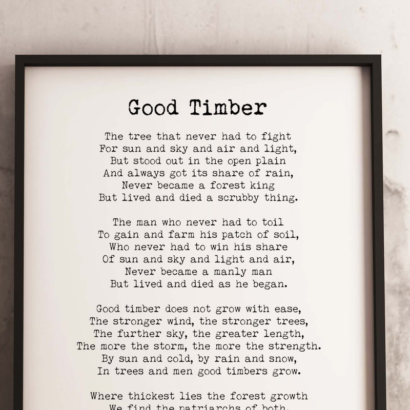 Good Timber Poem - Etsy