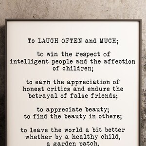 Framed Print Emerson Quote to Laugh Often and Much Framed - Etsy
