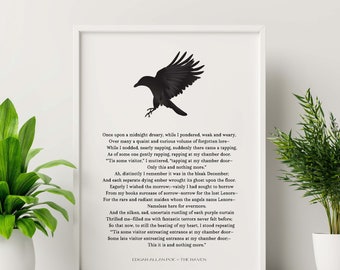 The Raven Quote Printable Edgar Allan Poe Quote Wall Art for Halloween ...