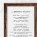 French Lord's Prayer Unframed Quote Print in Black & White, Prière Du ...