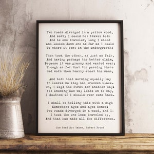 Robert Frost Framed Art, the Road Not Taken Poem Framed Poster, Two ...