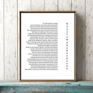 All the World's A Stage Shakespeare Print as You Like It | Etsy