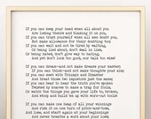 If Poem Art Print Rudyard Kipling Poem Motivational Poster - Etsy