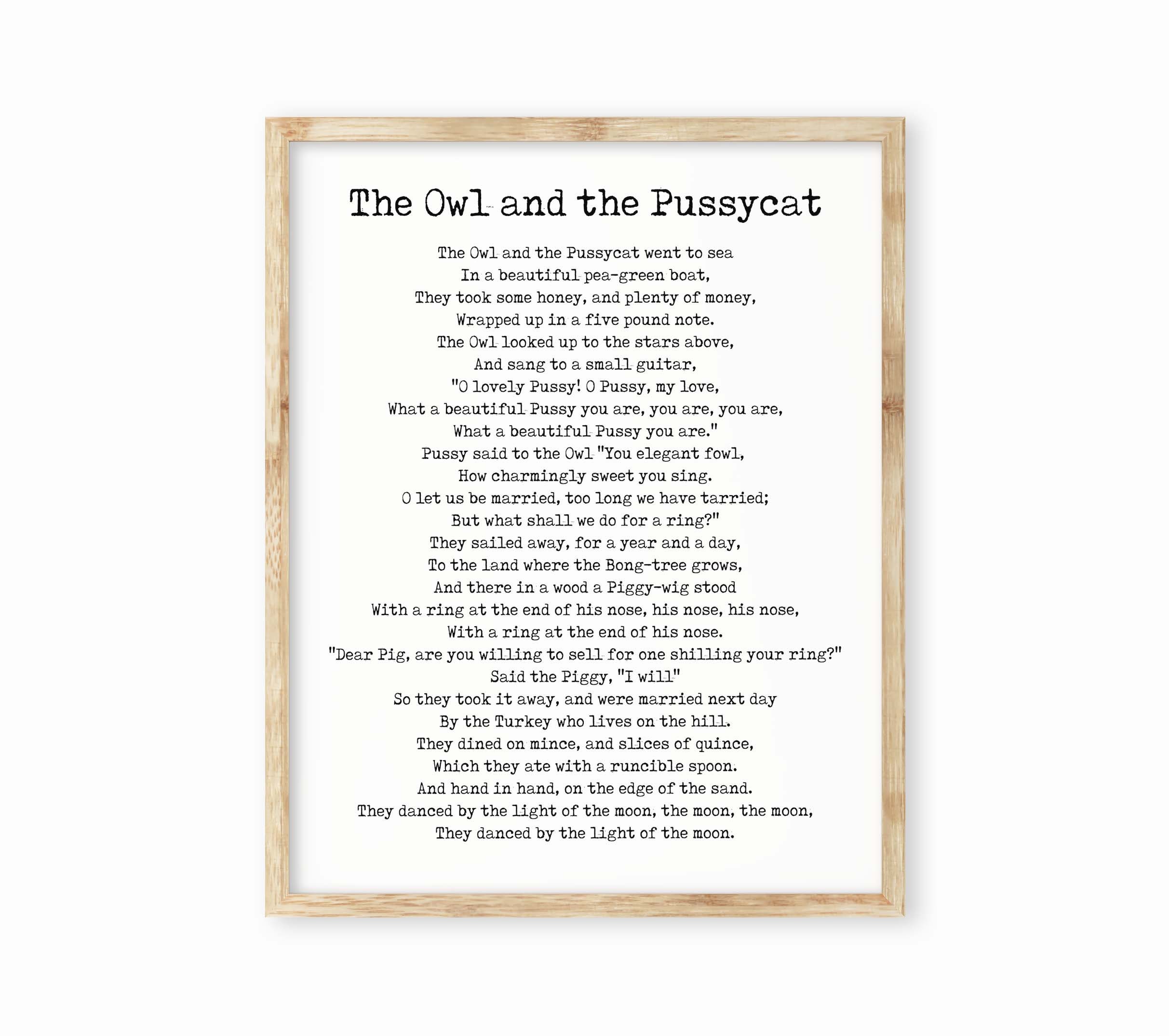 The Owl and the Pussycat Nursery Rhyme Wall Art Prints in - Etsy UK