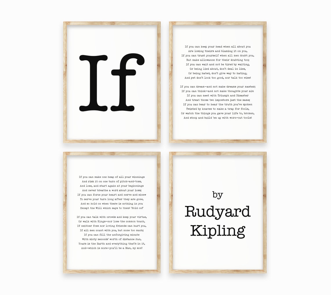 IF Rudyard Kipling Poem Prints Set of 4 Unframed Black & - Etsy