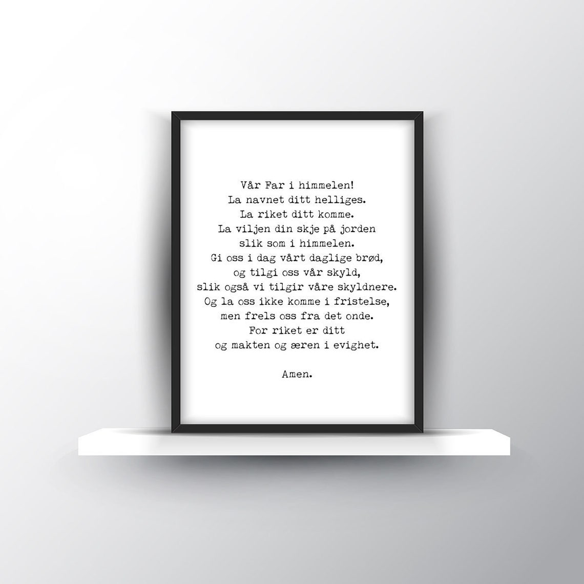 Norwegian Lord's Prayer Unframed Quote Print in Black & - Etsy