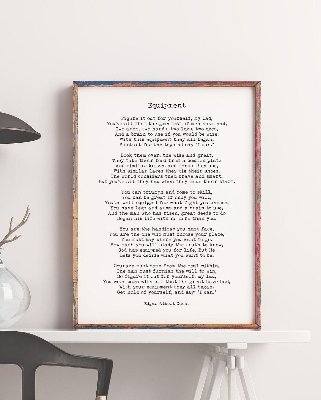 Equipment Edgar Albert Guest Poem, Black & White Poetry Wall Art Prints ...