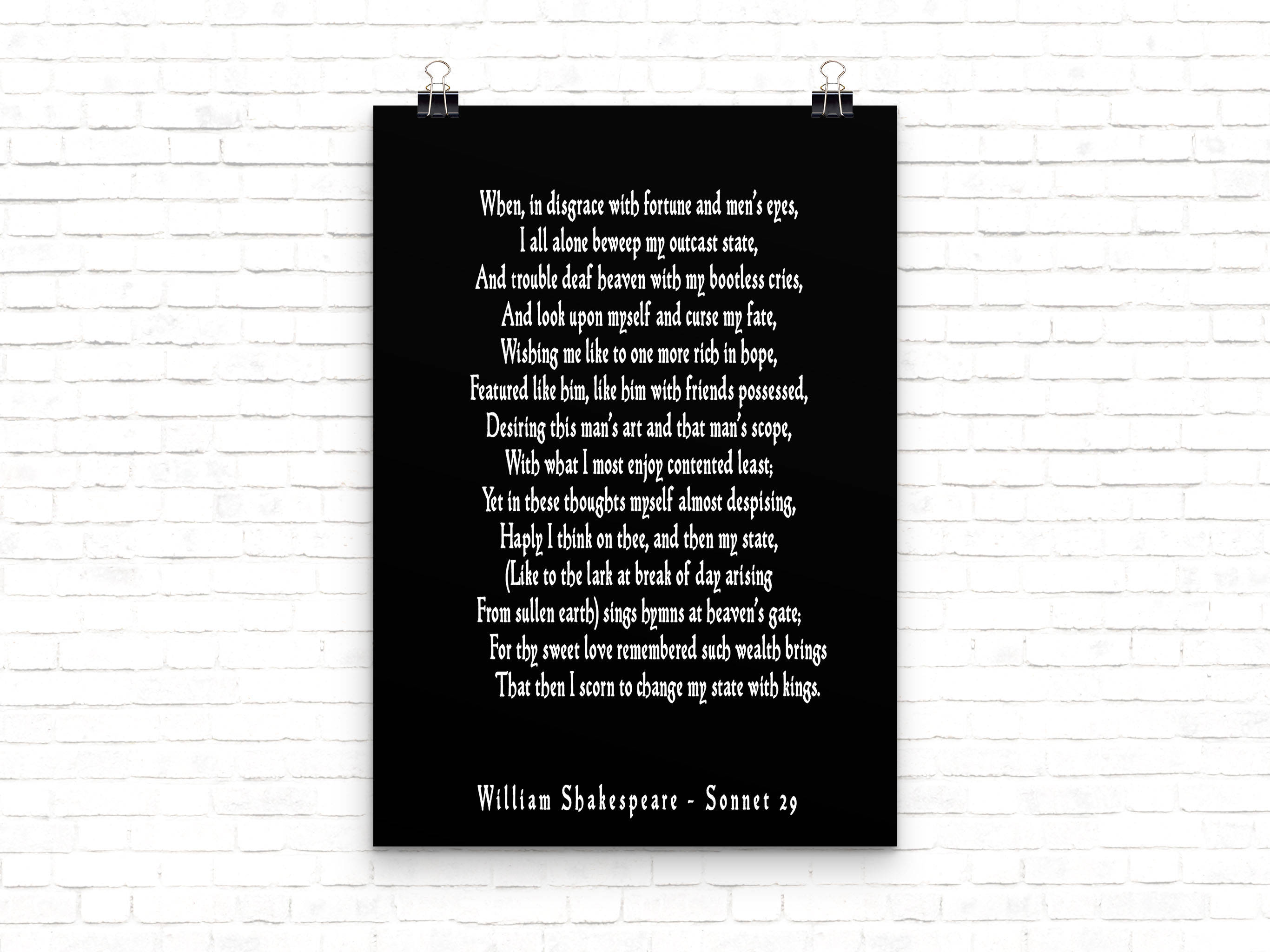 Sonnet 29 Shakespeare Wall Art, Love Poetry Art for Bedroom Decor ...