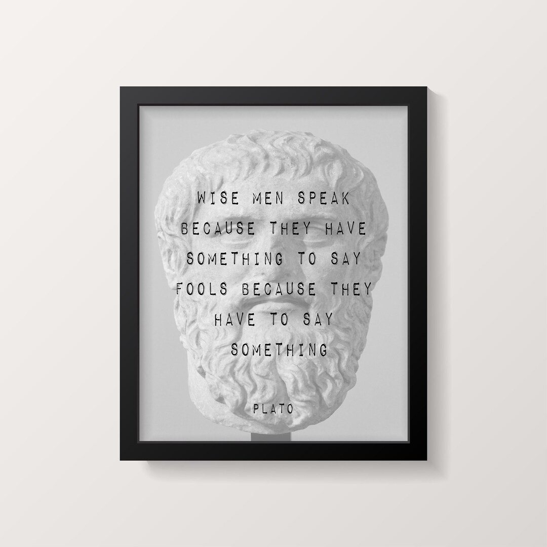 Plato Quote Wall Art – Wise Men Speak Poster With Marble Bust – Framed ...