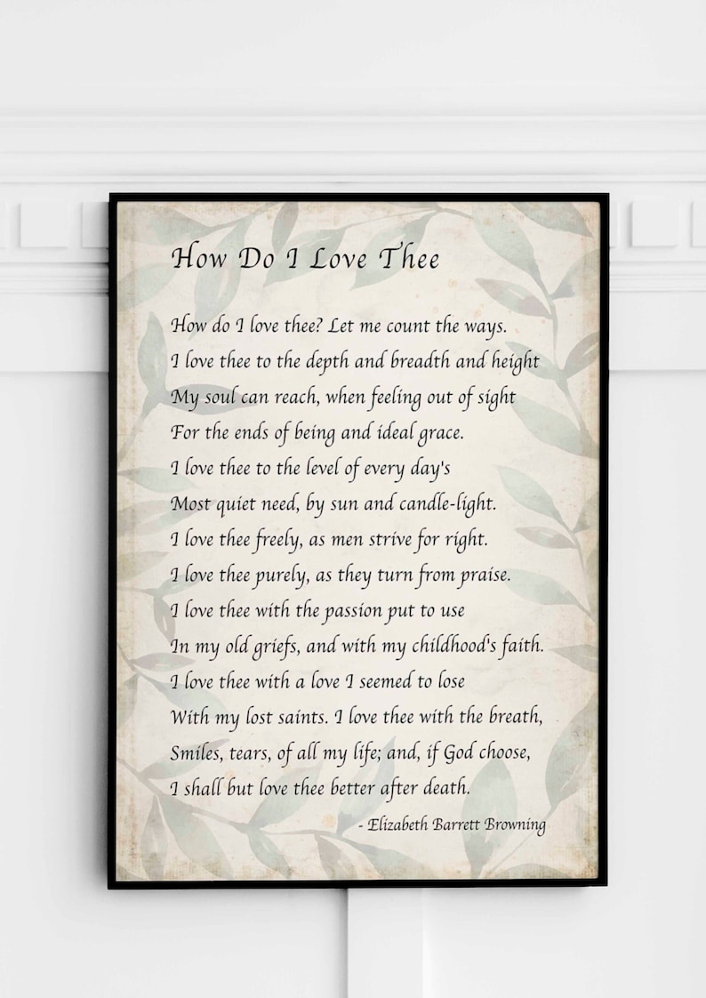 Elizabeth Barrett Browning How Do I Love Thee Poetry Quote - Etsy