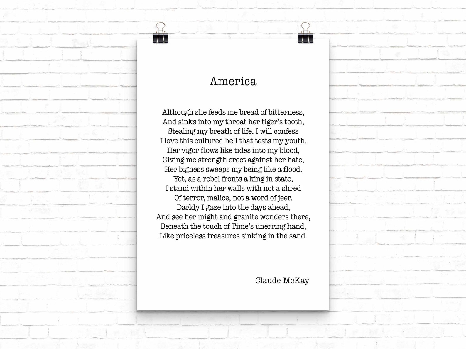 America Poem Claude Mckay Wall Art Print Unframed | Etsy