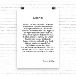 America Poem Claude Mckay Wall Art Print Unframed | Etsy