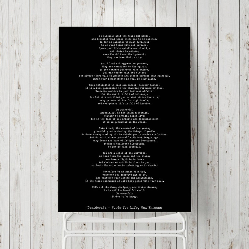 Desiderata Art Print Max Ehrmann Unframed Inspirational Art - Etsy