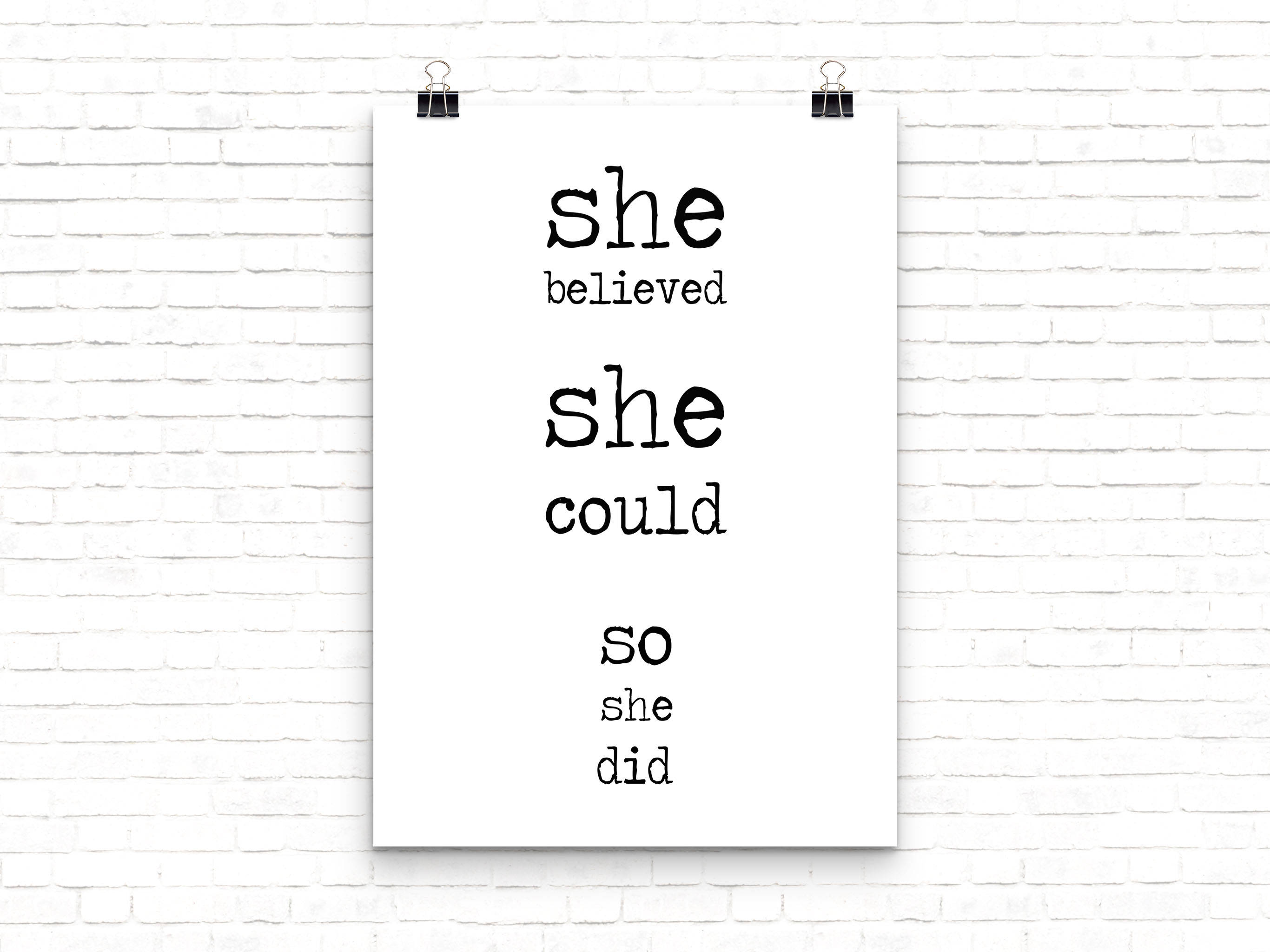She Believed She Could so She Did Inspirational Print, Motivational ...