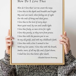 Elizabeth Barrett Browning, How Do I Love Thee Poetry Quote Art, Framed ...