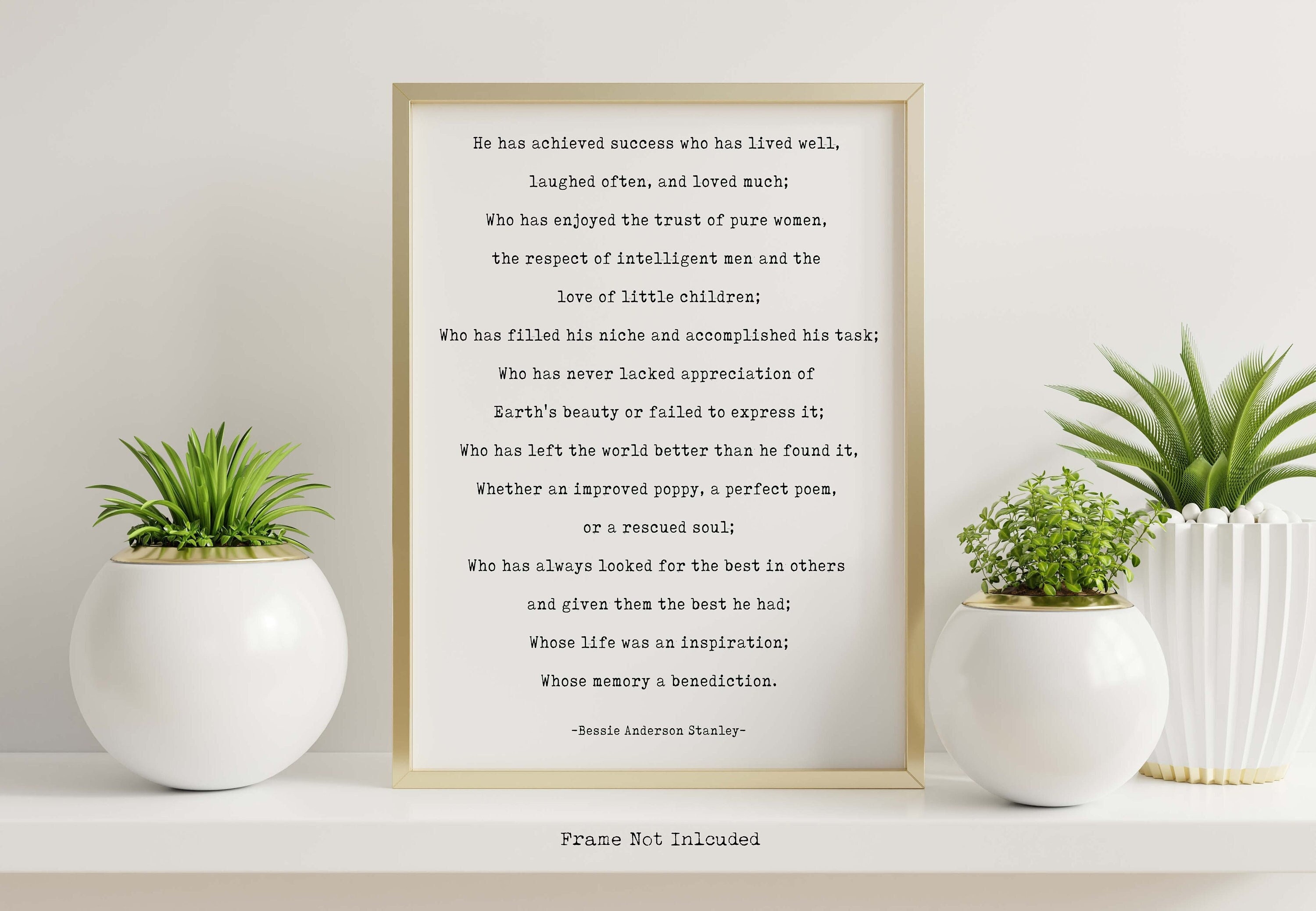 Success Poem Print by Bessie Anderson Stanley – Framed or Unframed - Etsy