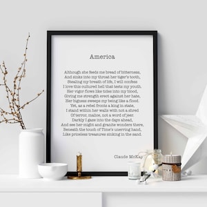 America Poem Claude Mckay Wall Art Print Unframed | Etsy