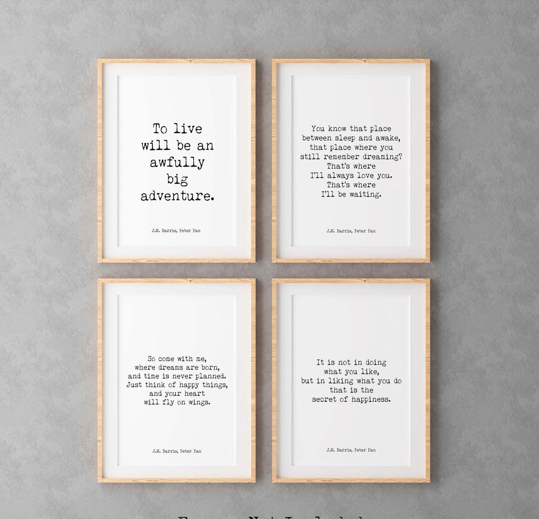J.M. Barrie Peter Pan Quote Print Set, Literary Wall Art Collection ...